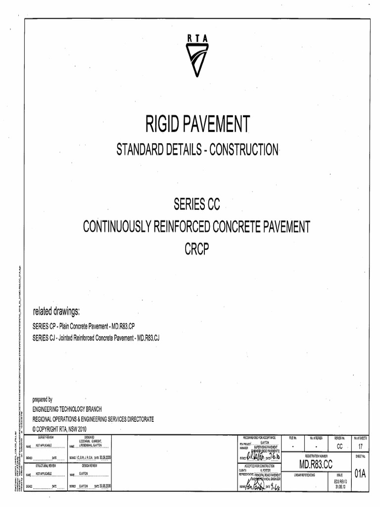 RTA - Pavement Details - CRCP | PDF