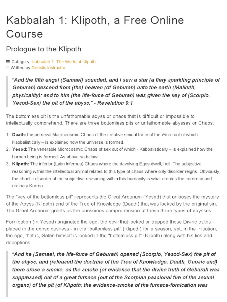Prologue To The Klipoth | PDF | Mythology | Religious Belief And Doctrine