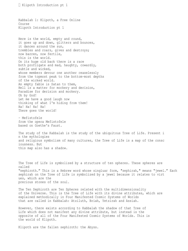 Klipoth (The World Of) | PDF | Plane (Esotericism) | Soul