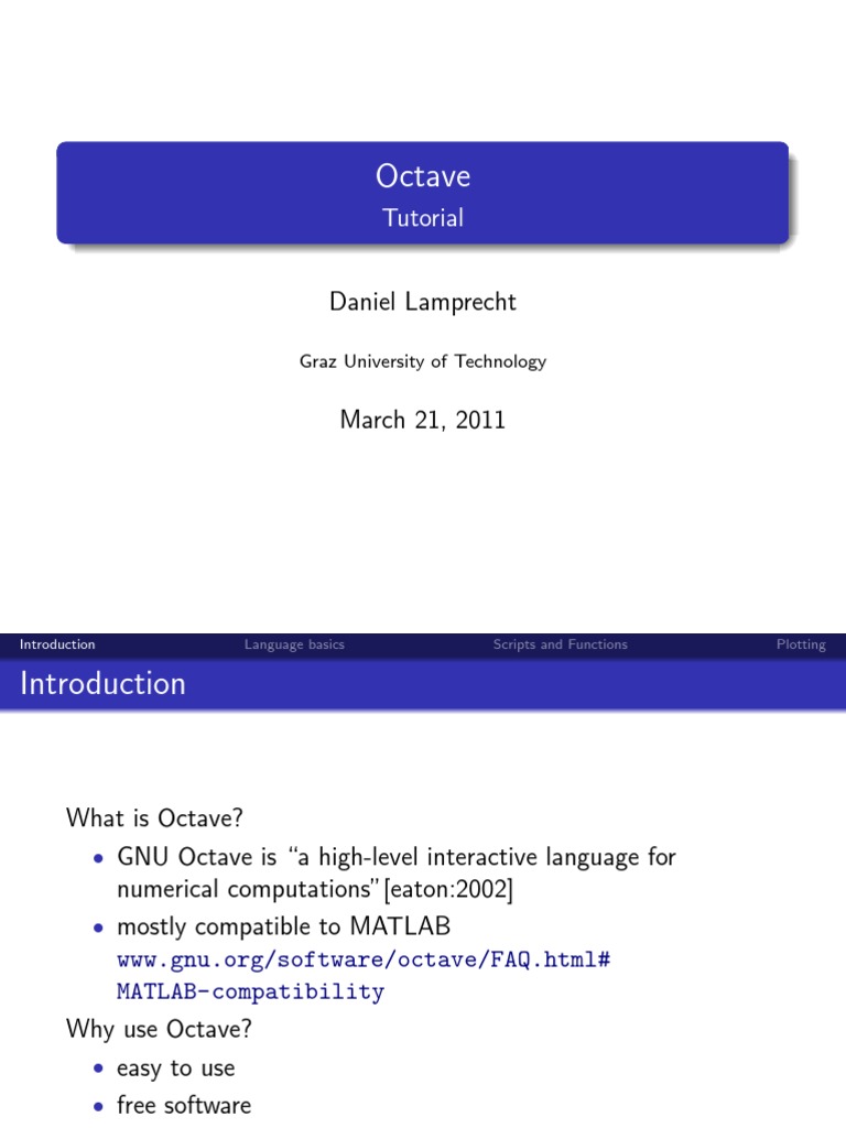 Slides Octave | PDF | Matrix (Mathematics) | Computer Programming