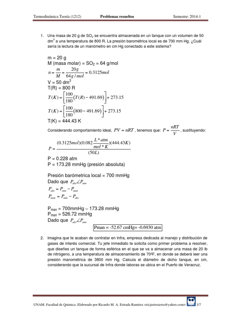 Gases 1 Pdf Gases Mole Unidad