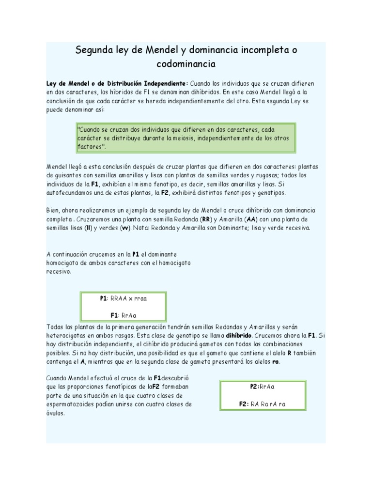 Cruce Monohíbrido | PDF | Dominancia (Genética) | Ciencias de la vida