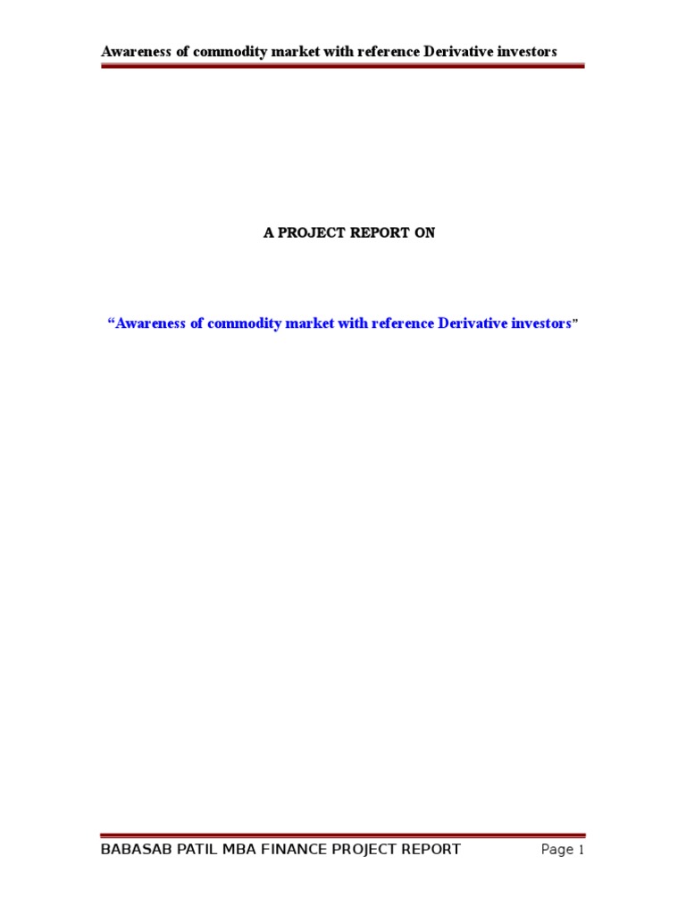 Commodity Market Questionnaire | PDF | Futures Contract | Hedge (Finance)