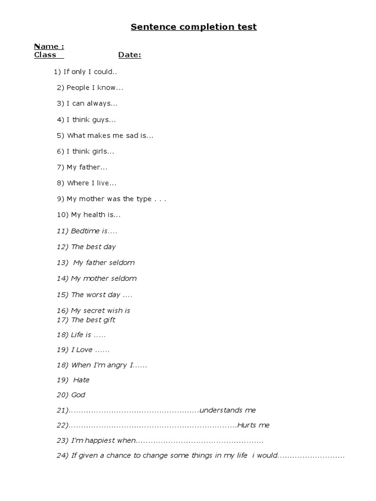 Sentence Completion Test | PDF