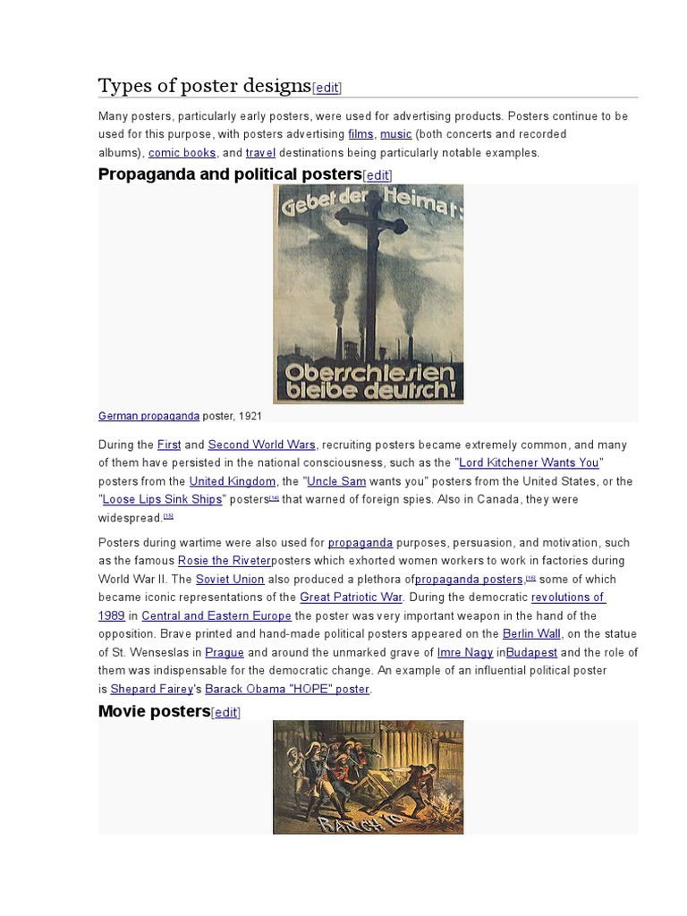 Types of Poster Designs | PDF | Poster | Advertising