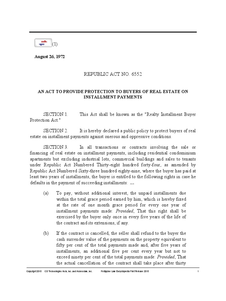 Ra 6552 | PDF | Payments | Interest