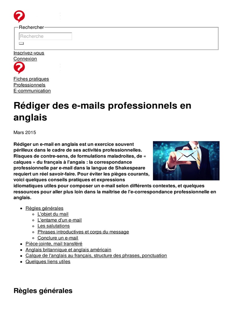 Rediger Des E-Mails Professionnels en Anglais | PDF | Langue française ...