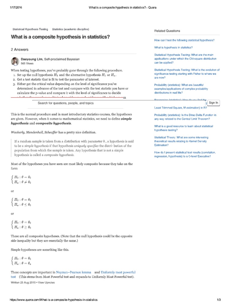 Composite Hypothesis | PDF