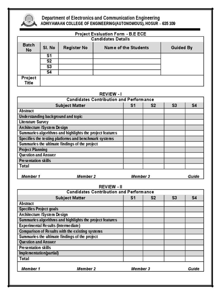 Evaluation Form (B.E ECE) | PDF