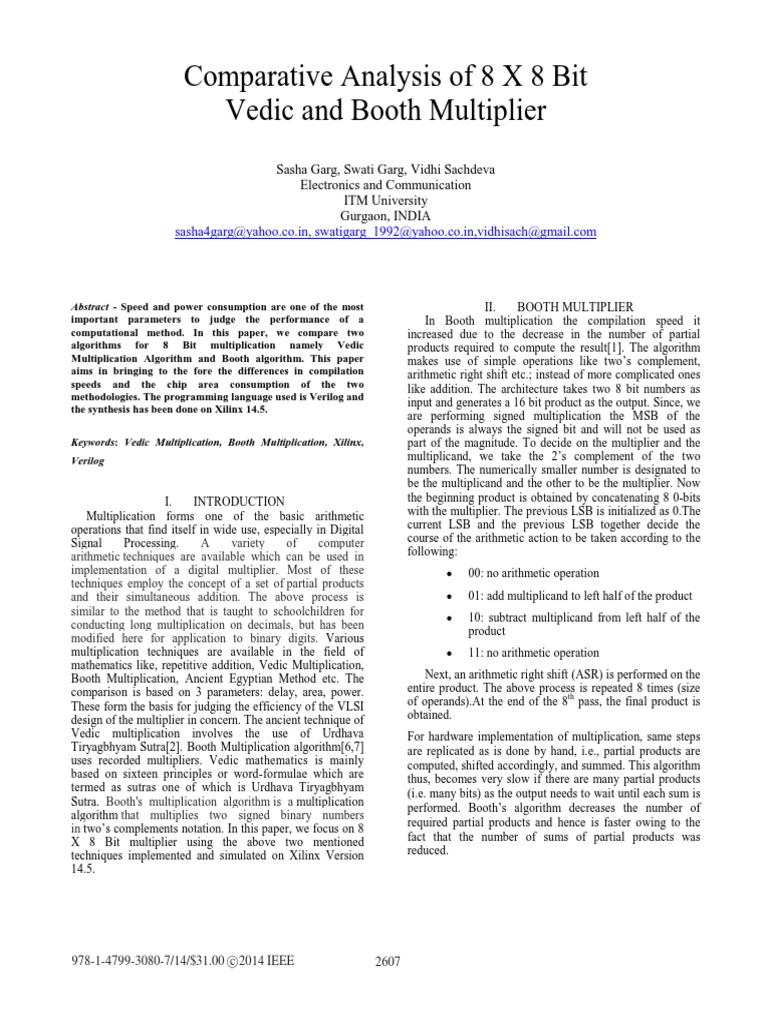 Analysis of 8 X 8 Bit | PDF | Multiplication | Arithmetic