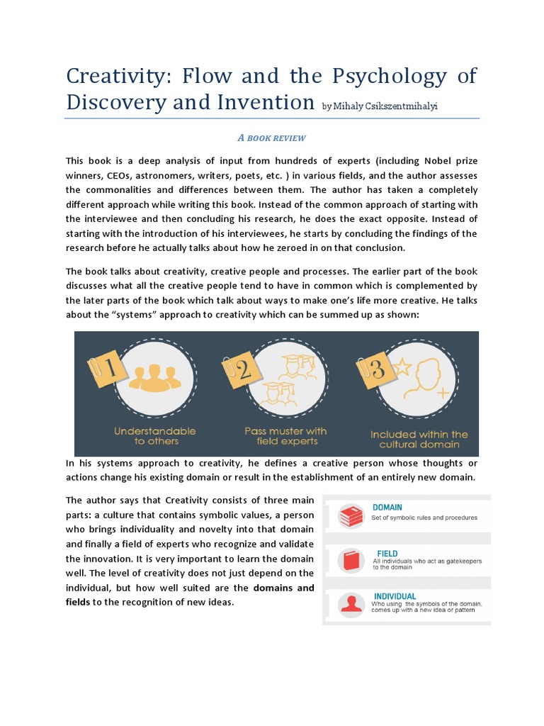 CREATIVITY-by-Mihaly-Csikszentmihalyi Book Review | PDF | Extraversion And Introversion | Creativity
