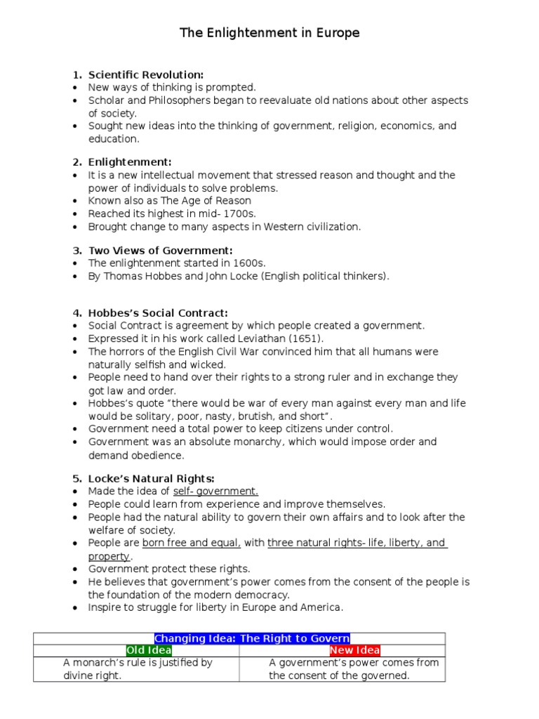 The Enlightenment in Europe | PDF | Age Of Enlightenment | Natural And ...