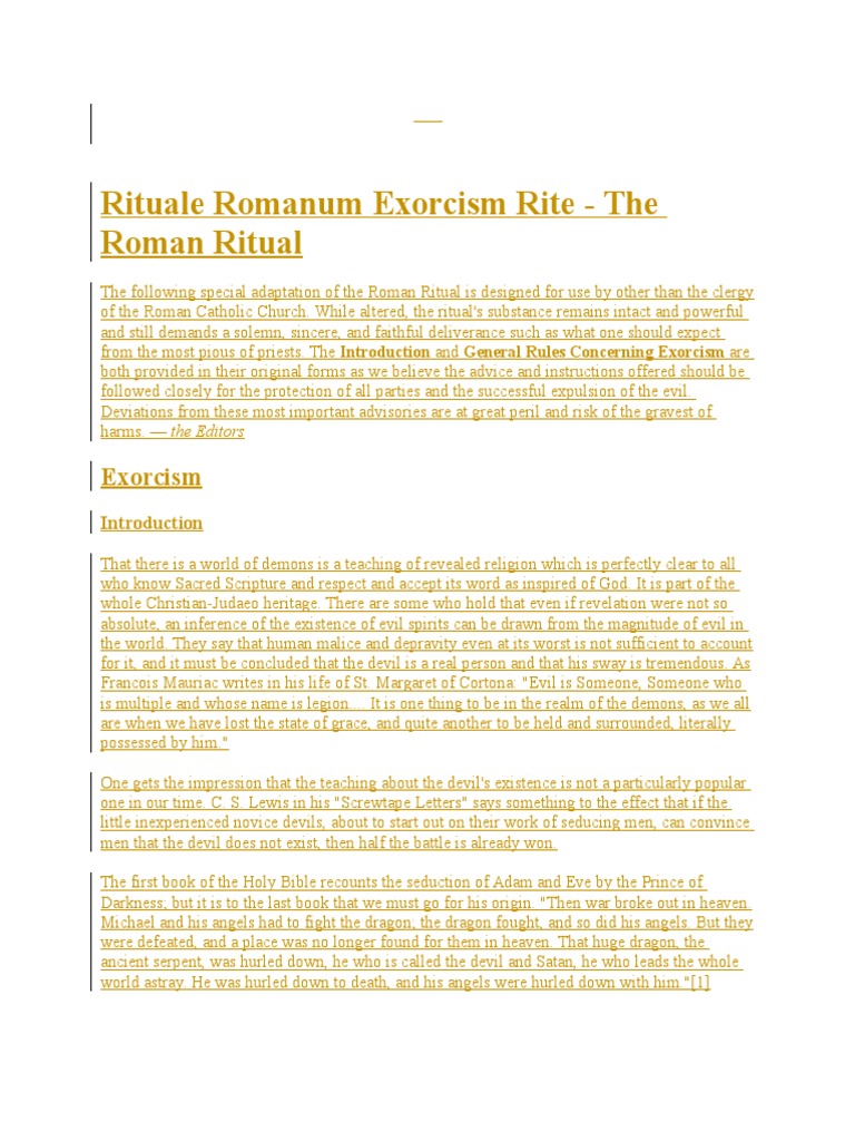 Rituale Romanum Exorcism Rite | PDF | Demonic Possession | God The Father