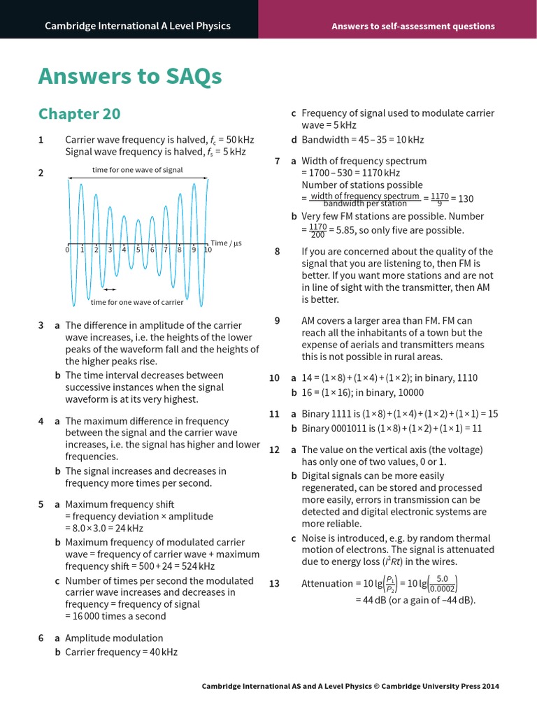 Answers To Saqs: Cambridge International A Level Physics | PDF ...