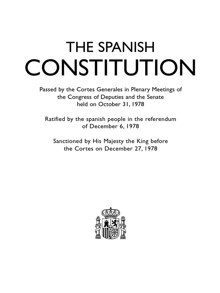 Spanish Constitution Overview 1978 | PDF | United States Senate ...