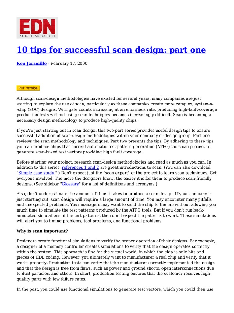 Scan Design Tips for SOC Success | PDF | Electrical Circuits ...
