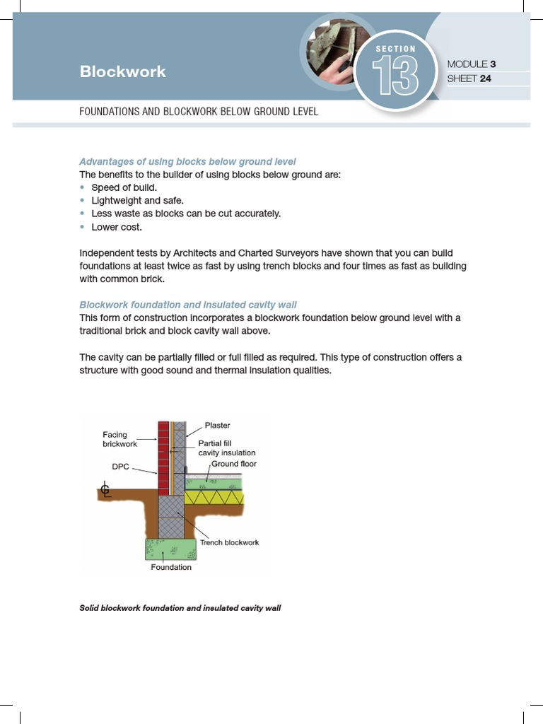 Blockwork Foundations And Construction Techniques Pdf Wall Brick