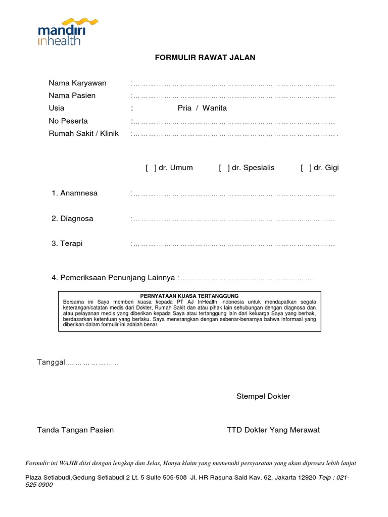 Formulir Rawat Jalan | PDF | Pengembangan Diri