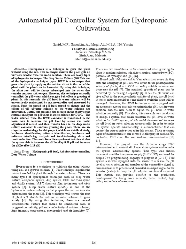 Automated PH Controller System For Hydroponic | PDF | Hydroponics | Ph