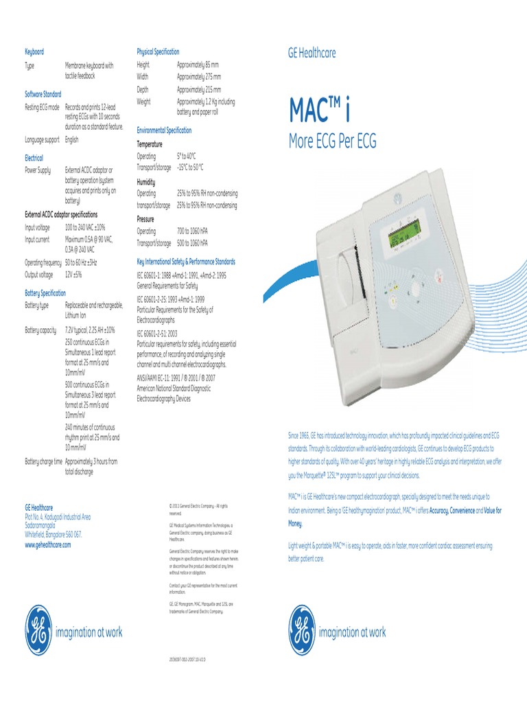 GE Healthcare Mac i Portable ECG Machine Brochure (1 ...