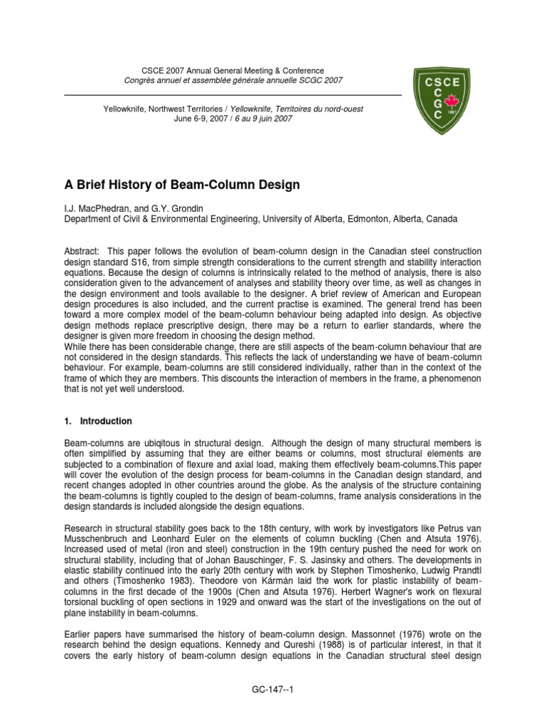 Evolution of Beam-Column Design | PDF | Buckling | Bending