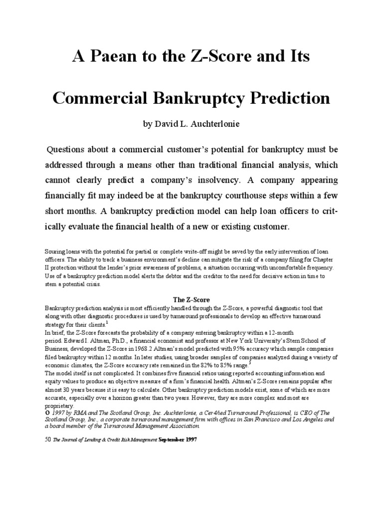 Z-Score: Bankruptcy Prediction Model | PDF | Bankruptcy | Equity (Finance)