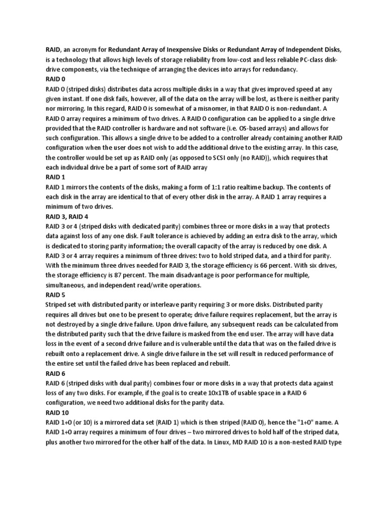 Raid | PDF | Computer Hardware | Computer Engineering