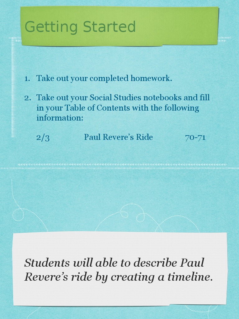 Paul Revere's Ride Timeline Guide | PDF