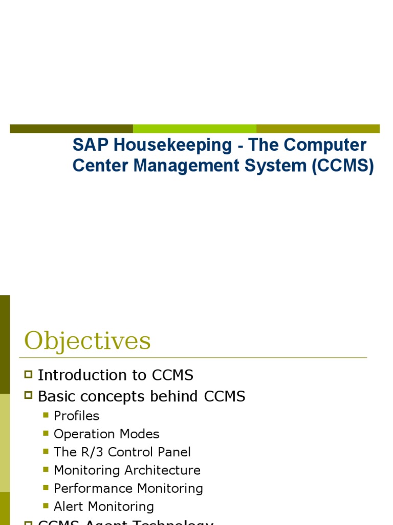 SAP Housekeeping - The Computer Center Management System (CCMS) | PDF | Databases | Operating System