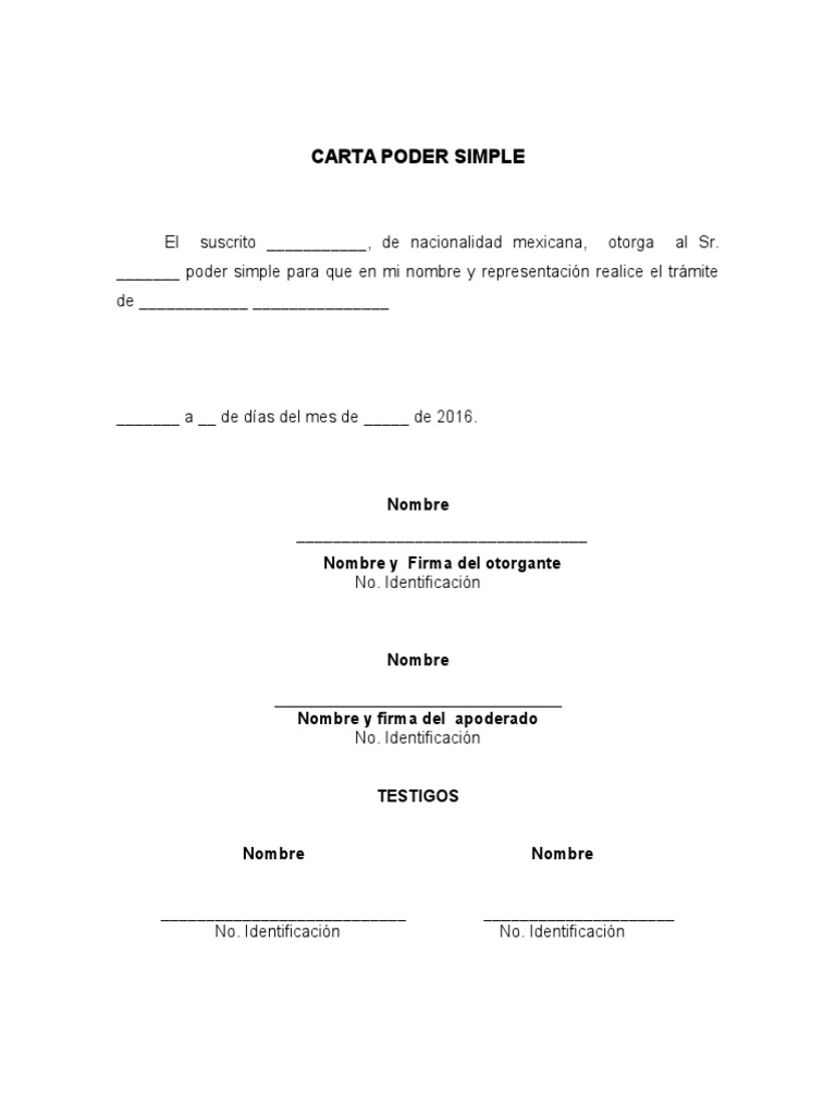 Formato Carta Poder Simple | PDF