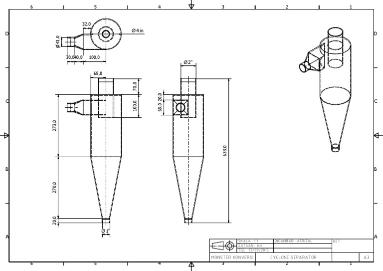 Cyclone Separator Technical Drawing | PDF