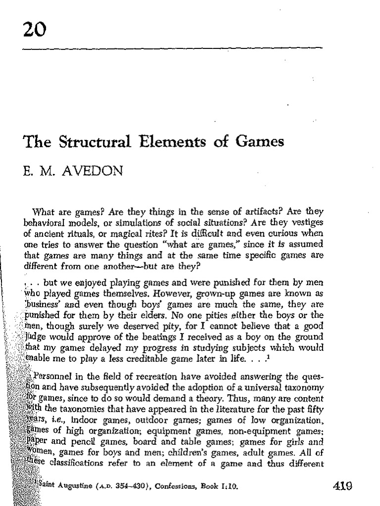 Avedon & Sutton-Smith - The Structural Elements of Games | PDF | Affect ...