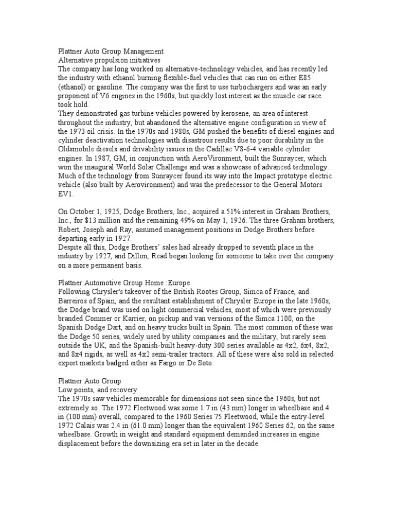 Doug Plattner | PDF | General Motors | Dodge