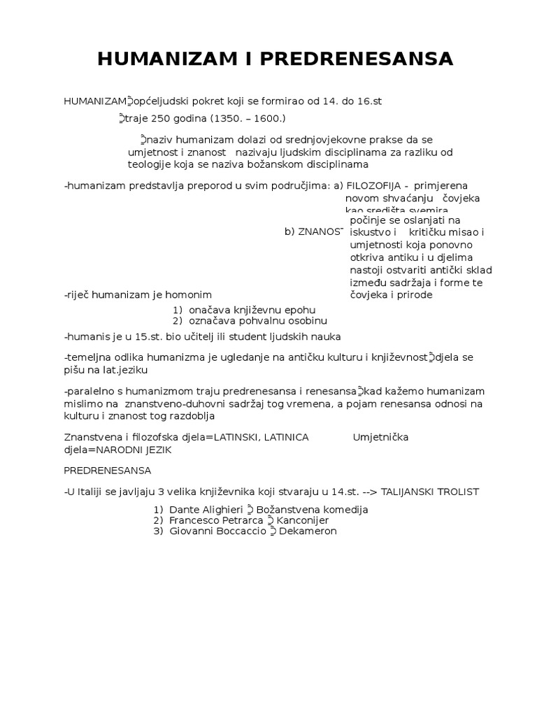 Humanizam I Predrenesansa | PDF
