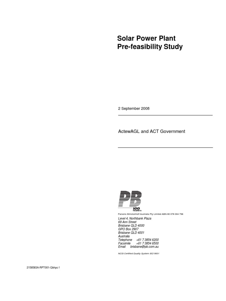 Solar Power Plant Pre-Feasibility Study | PDF | Solar Power | Photovoltaics