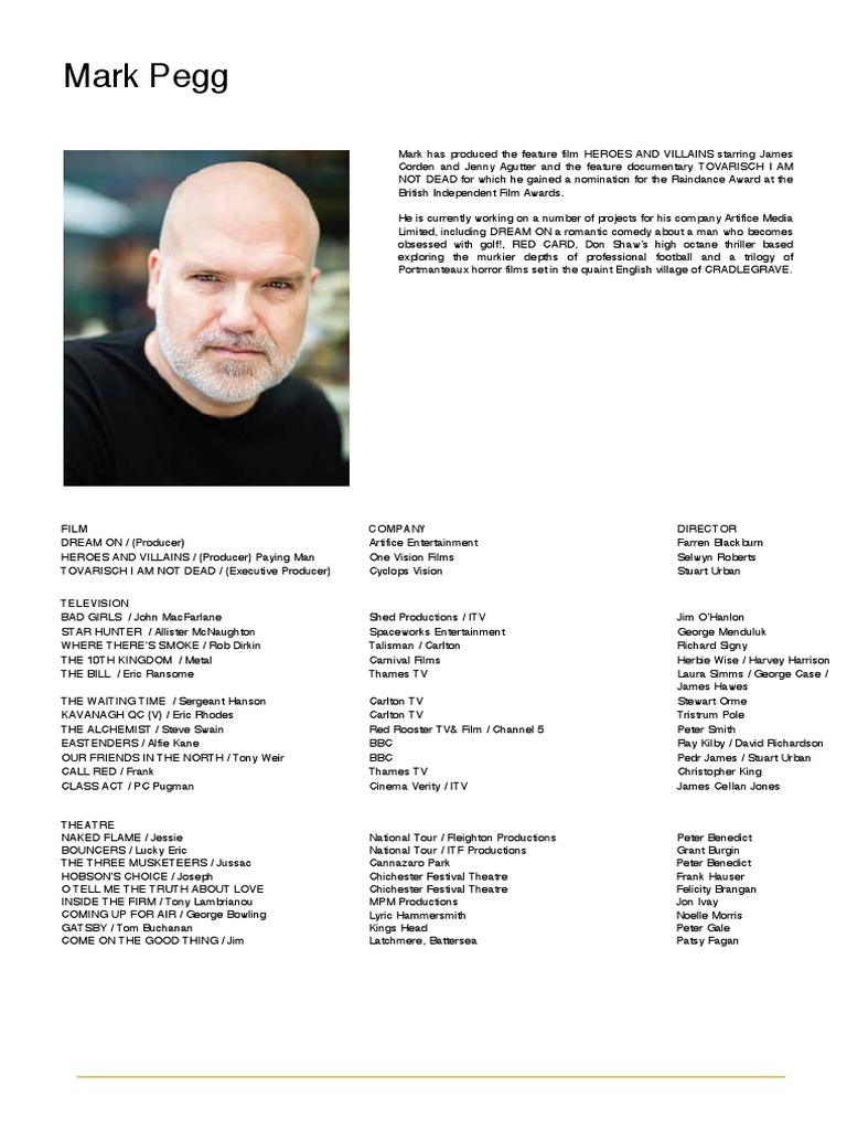 Mark Pegg: Film and TV Producer | PDF
