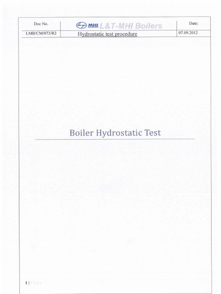 Boiler Hydrotest Procedure | PDF