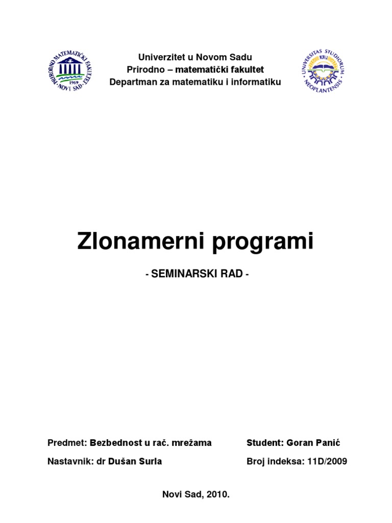 Zlonamerni Programi - Goran Panić | PDF