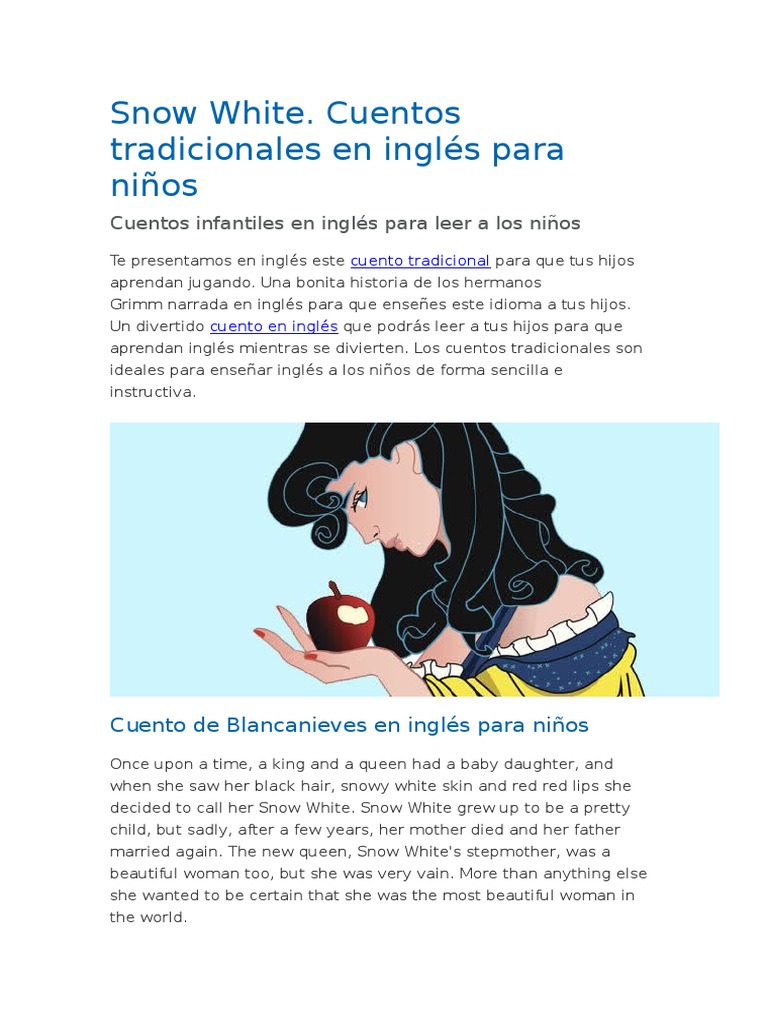 Snow White Cuentos Tradicionales En Inglés Para Niños Pdf Snow White