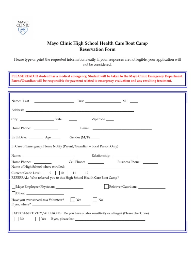 Boot Camp Registration Form | PDF