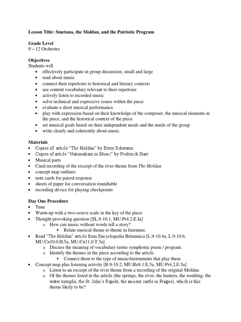 Themes in Smetana's The Moldau | PDF | Vocabulary | Music Theory