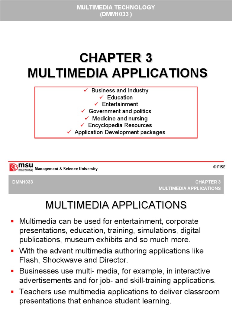 Chapter 3 Multimedia Applications | PDF | Multimedia | Distance Education