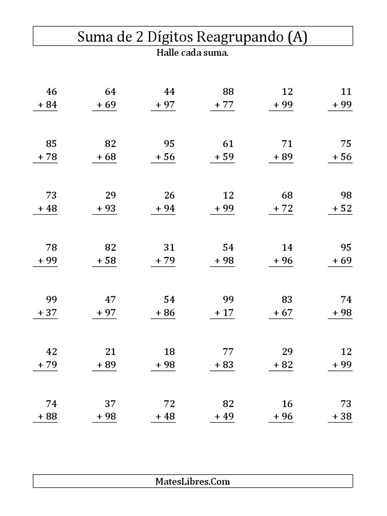 Suma Dos-Digitos Todo Reagrupar Todo | PDF | Métodos y materiales de ...