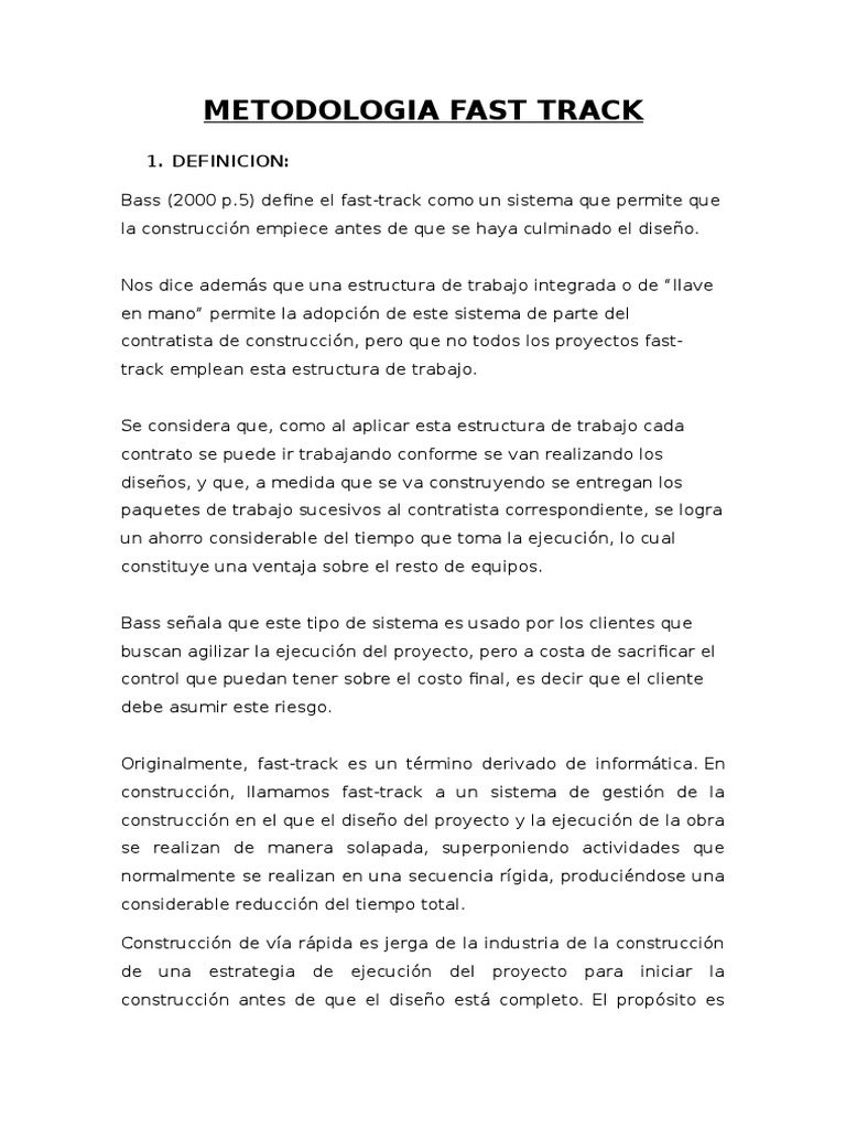 Fast Track | PDF | Planificación | Diseño