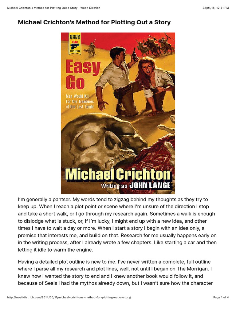 Michael Crichton's Method For Plotting Out A Story - Woelf Dietrich ...
