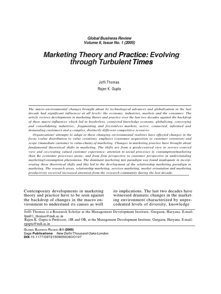 Marketing Theory and Practice | PDF | Strategic Management | Marketing