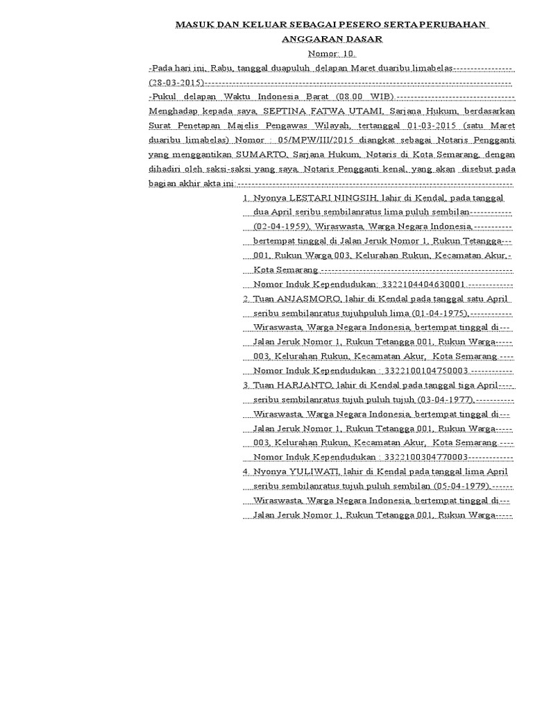 Akta Perubahan CV | PDF