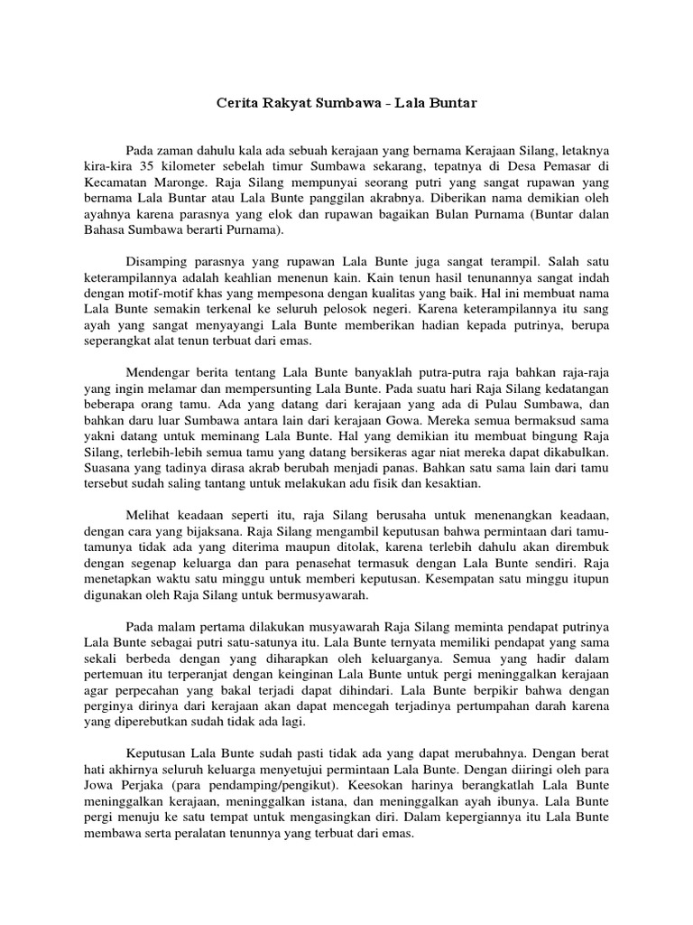 Cerita Rakyat Sumbawa | PDF