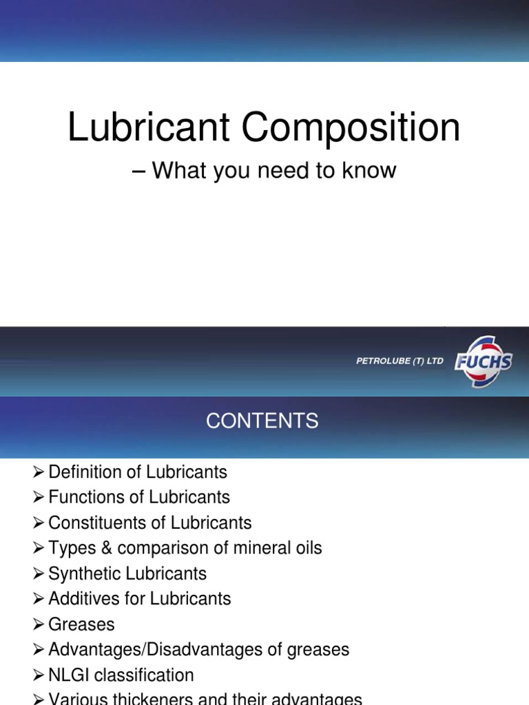 Basics of Lubricants | PDF | Lubricant | Soft Matter