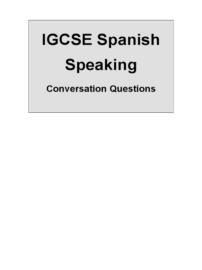 Gcse Spanish Speaking Conversation | Descargar gratis PDF | Educación ...
